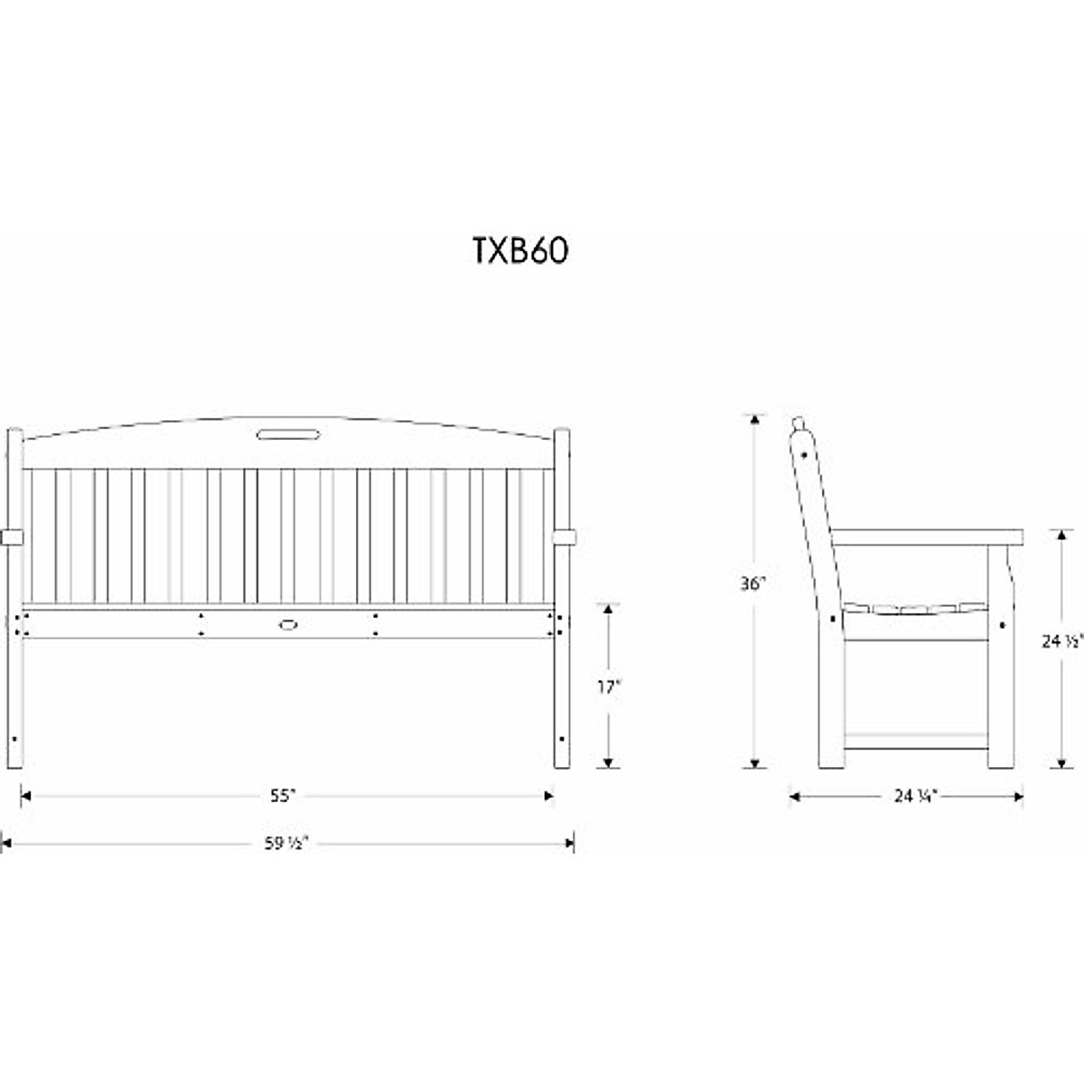 Trex Outdoor Furniture TXB60TH 60-Inch Yacht Club Bench, Tree House