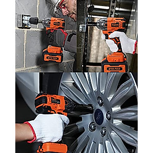 Heywork Power Cordless Impact Wrench,1/2" Impact Gun Max Torque 260Ft-lbs (350N.m) 3700RPM,21V Electric Impact Drill Driver Kit For Car/Home 2*4.0A Li-ion Battery and Fast Charger,6Pcs Sockets