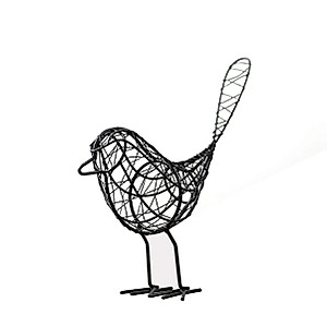 Yardwe Metal Iron Wire Bird Figurines Creative Animal Collectible Statue Sculpture Desktop Ornament for Home Office Garden Decoration (Black)
