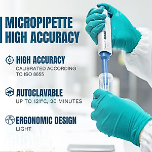 Cekegon Adjustable Pipette, Lab Micropipette, Accurate Single-Channel Pipettor with Pipette Tips (100-1000ul)