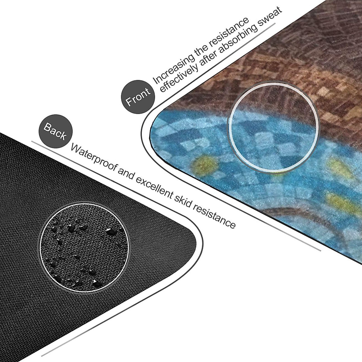 GOODOLD Mosaic Art Tree Yoga Mat, 71 x 26 Inch Non-slip Yoga Mats Folding Travel Exercise Mat Indoor Outdoor Gym Pilates with Storage Bag for Women Men