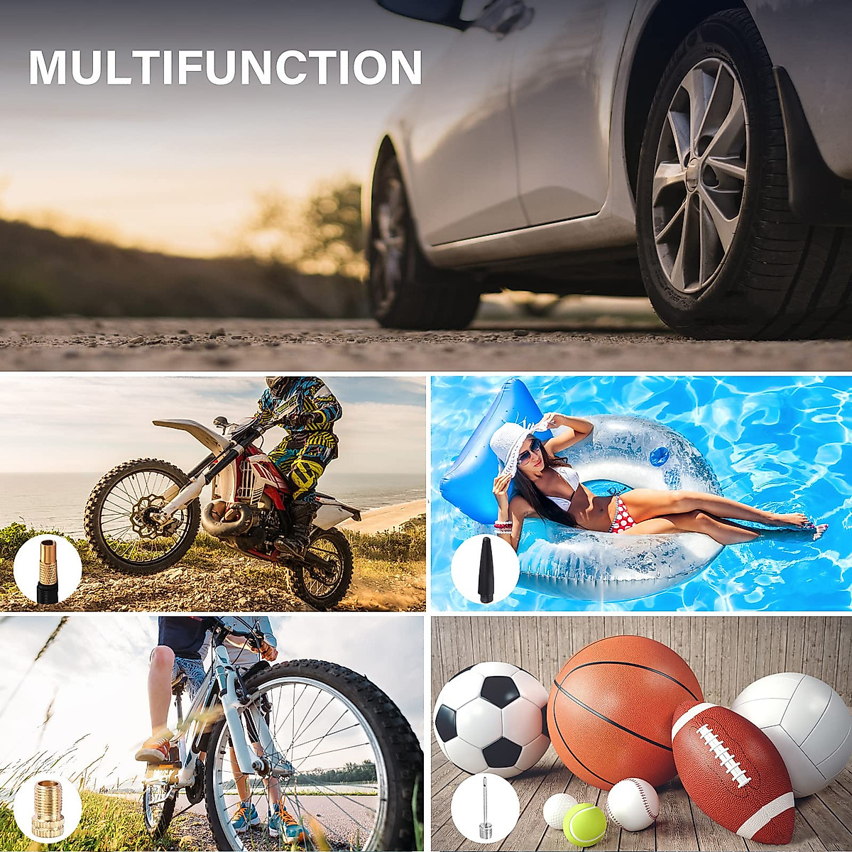 GSPSCN Portable Air Compressor Pump Tire Inflator with Digital Gauge, Heavy Duty Double Cylinder 12V Tire Pump 150 PSI with Tire Repair Kit and Toolbox for Auto,SUV,Off-Road,Truck,Bike