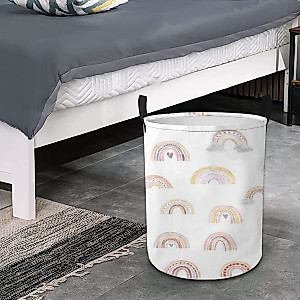 Omw2fyb Laundry Basket Boho Rainbow Collapsible Organizer Basket for Storage Bin Toy Bins Gift Baskets Bedroom Clothes Nursery Hamper, 17 inch H x 13.6 inch D