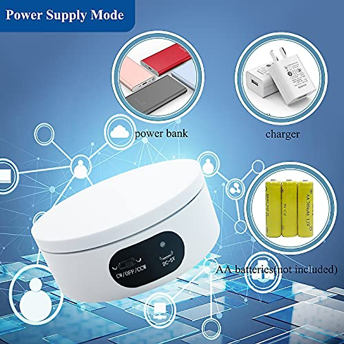 Riomh Turner Cup Display Stand for Epoxy Glitter Tumbler, 360 Degree Automatic Mute Rotating Turntable, Bling Bling Tumbler Making Supplies Spinner