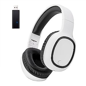 BAOBER Bluetooth Over-Ear Headphone for Cellphone, Wireless Headphone with USB Bluetooth Transmitter for TV,PC,3.5mm Audio Device, Lightweight Folable Headset with Deep Bass, Stereo Sound(White)