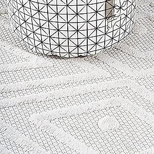 JONATHAN Y IBZ100D-5R Balansat Moroccan Diamond Indoor Outdoor Area-Rug Bohemian Geometric Easy-Cleaning Bedroom Kitchen Backyard Patio Porch Non Shedding, 5' Round, Ivory