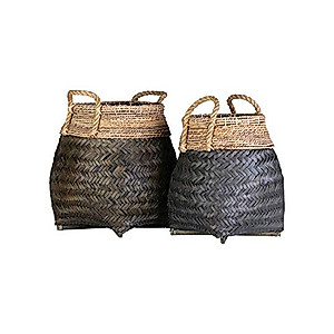 EAST at MAIN Tigris Woven Baskets, Black and Brown
