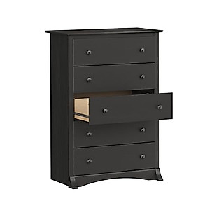 Prepac Sonoma Traditional 5-Drawer Tall Dresser for Bedroom, Functional Bedroom Dresser Chest of Drawers 17.75" D x 31.5" W x 44.75" H, Washed Black