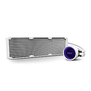 NZXT Kraken X73 RGB 360mm - RL-KRX73-RW - AIO RGB CPU Liquid Cooler - Rotating Infinity Mirror Design - Powered by CAM V4 - RGB Connector - AER RGB V2 120mm Radiator Fans (3 Included) - White