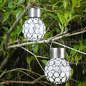 ZHUANYIYI 3 Pieces, Outdoor Solar Lights, Creative Hanging Hollow Ball Courtyard Lawn Landscape Lights, Home Garden Pavement Waterproof Decorative Lights