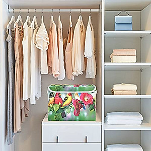 Kigai The Birds Gather on The Branches Storage Basket with Lid Collapsible Storage Bin Fabric Box Closet Organizer for Home Bedroom Office 1 Pack