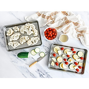 USA Pan Nonstick Quarter Sheet Pan Set of 2 and Half Sheet Baking Pan and Bakeable Nonstick Cooling Rack Set