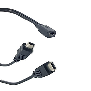 Seadream 2 Pack USB 2.0 Mini 5-Pin Y Splitter Cable,Injection Molding USB 2.0 Mini 5-Pin Female to Dual 2 Male Converter High Speed Charging Cable Cord (2Pack Black)