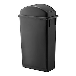 Black 23 Gallon Slim Rectangular Trash Can with lid Restaurant Trash can Commercial Trash can Tall Plastic Trash can Industrial Trash can Square Trash cans for Kitchen Trash can with Dome Swing Lid