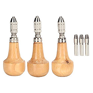 3 Set Hand Chucks Wooden Handles Pin Vise Hand Drill Wooden Handle Pear Shape Graver Handle for Diamond Stone Setting Graver Replacement
