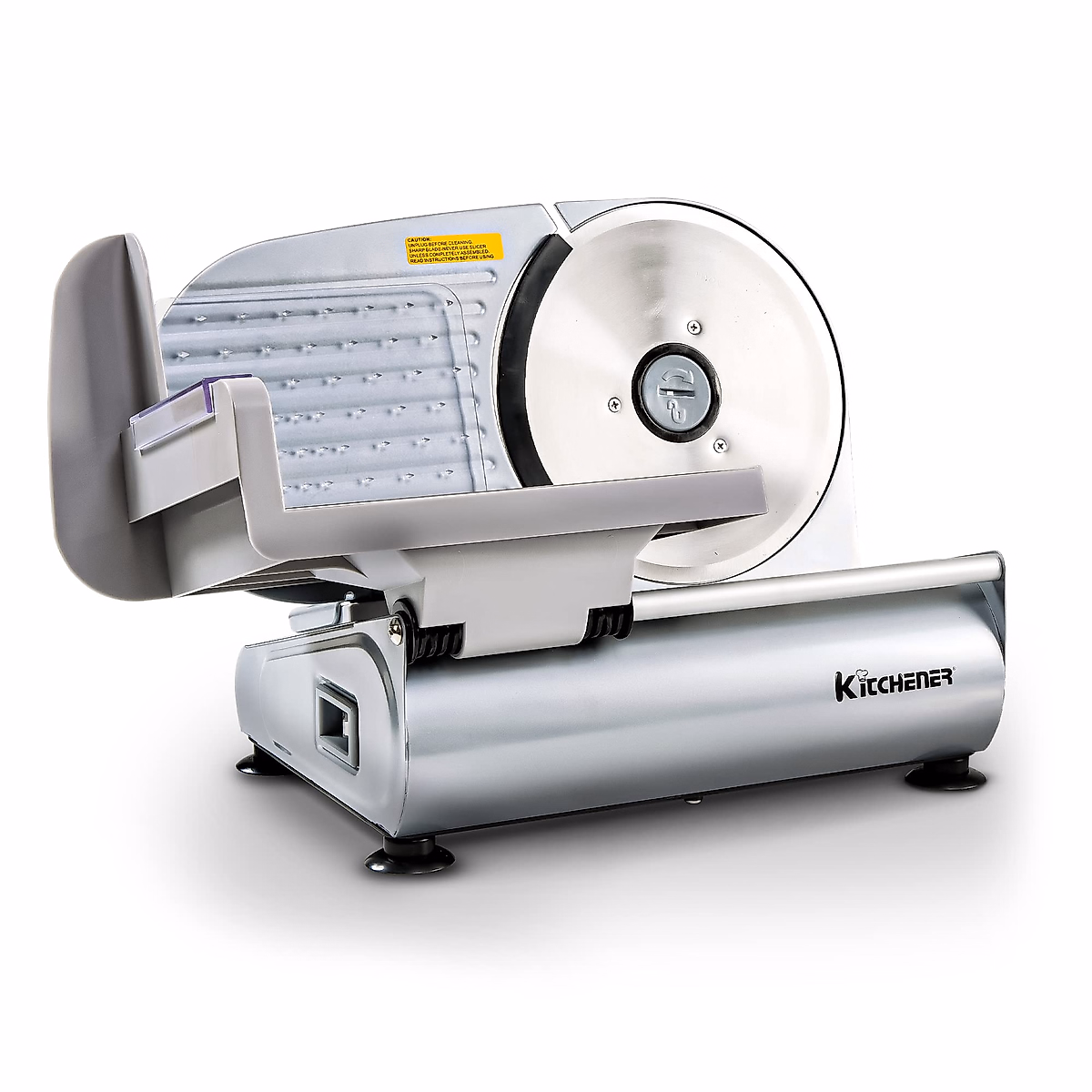 Kitchener Meat Slicer for Deli Cuts, Bread, & Cheese, Electric, 7.5" Stainless Steel Blade, Safety Guard, 120VAC Belt Driven