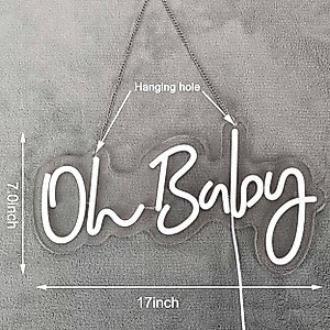 Oh Baby Neon Signs for Wall Decor, LED Neon Lights Sign for Bedroom Room Baby Shower Decorations, Birthday Party(Warm White,17x9inches)