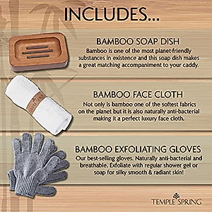 Temple Spring Bath Caddy - Extendable Bath Tray for Bathtub with Candle, Wine Glass, Book, iPad & Phone Holders - Adjustable Bath Table Shelf Over tub with Bathroom Accessories - (Wood Brown)