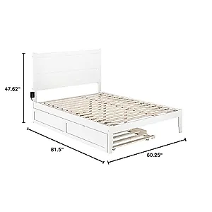 AFI NoHo Queen Bed with Twin Extra Long Trundle in White
