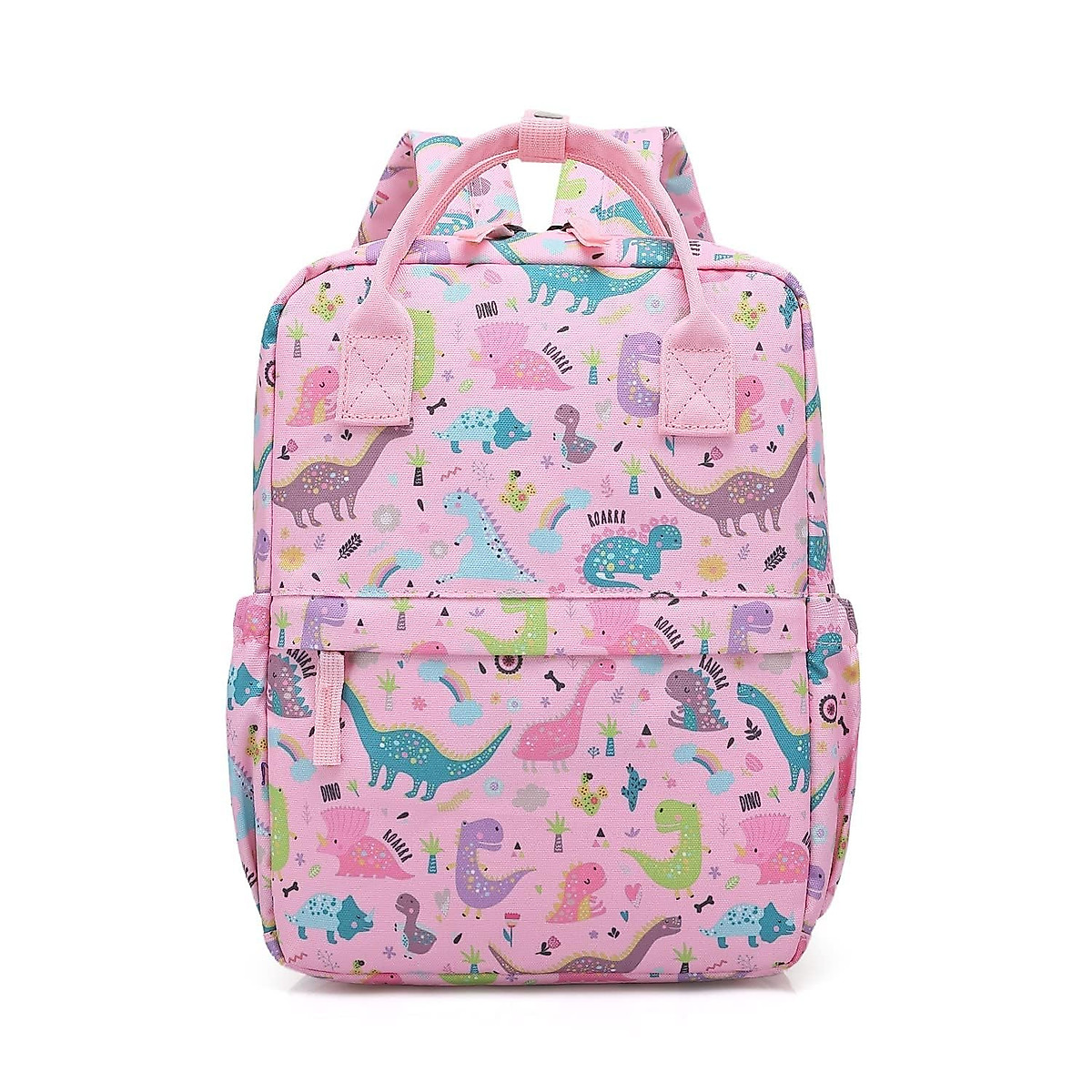 Cute Preschool Backpack Toddler School Book Bag for Girls Boys Kids Kindergarten Nursery Travel Bag with Chest Strap(15inch, Pink Dinosaur)