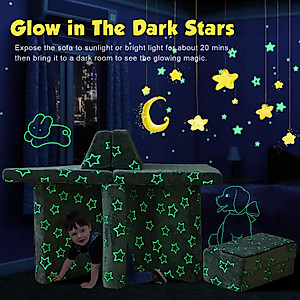 LOAOL Kids Couch Glow Toddler Couch, Modular Kids Couch for Playroom, Foam Play Couch Sofa Imaginative Playset for Boys Girls, Convertible Toddler Sofa Floor Cushion, Kids Play Couch