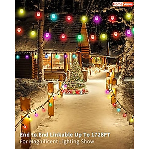 HVS Smart Outdoor String Lights LED 36Ft Color Changing RGBW Patio String Lights Infinite Connectable APP Control 2.4GHz WiFi Waterproof 18 Acrylic Work with Alexa Google for Party Outside Cafe