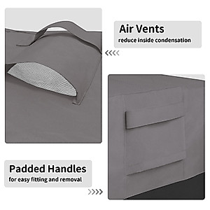 Easy-Going Outdoor Ottoman Cover, Waterproof Patio Ottoman Cover, Heavy Duty Outdoor Furniture Cover with Padded Handles (2 Pack-25"x25"x17", Gray/Black)