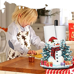 Snowman Paper Towel Holder, Christmas Decoration for Kitchen Home Bathroom, Metal Stand Paper Towel Holder Stand Large, Fall Towels Paper Holder for Countertops Farmhouse Decor