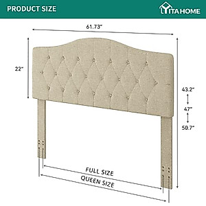 YITAHOME Upholstered Headboard, Linen Tufted Upholstered Headboard with Diamond Tufted, Headboards for Full/Queen Size Bed - Beige