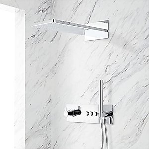 Signature Hardware 948008 Hollyn Thermostatic Shower System with 6-1/2" Rainfall Shower Head and Hand Shower- Rough In Included