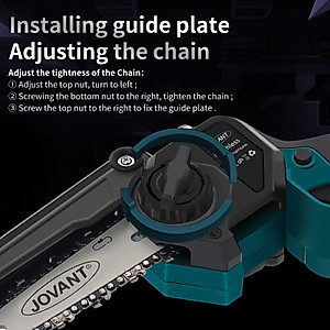 Mini ChainSaw Cordless (No Battery), Electric Chainsaw with Auto Oiler-system Small Handheld Saw JOVANT 6-inch Power Chain Saws (Tools Only)