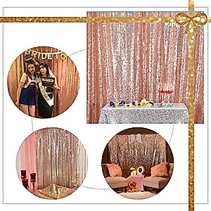 Juya Delight 2 Panels Sequin Photography Backdrop Curtain for Wedding Party Decoration Festival Ceremony，2ft x 8ft x 2Pcs,Rose Gold