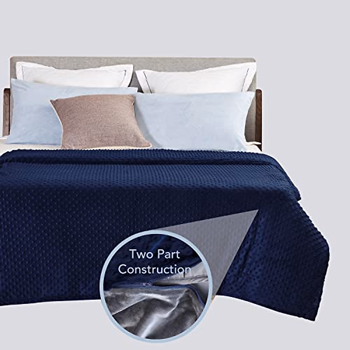 ART DEMO Home Weighted Blanket Heavy Hugging Warm Blanket, with Removable Cover, 5lb, Single Size Bed 36"×48" for Kids Between 40-70 lbs, Navy