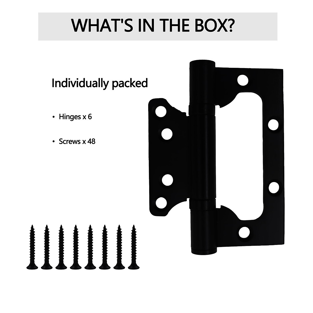 Non-Mortise Door Hinges,TTZEZE SUS304 Door Hinges,Mute Smooth Interior Door Hinges,Brushed Gatehouse Door Hinges,Black, Thickness:3mm/0.12'' - 6 Pack