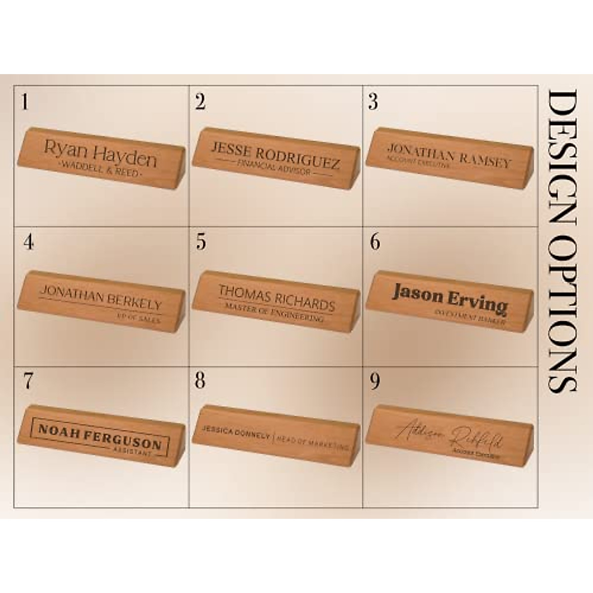 Walnut Office Desk Name Plate Personalized. Custom Name Plates for Desks. Office Desk Decor. Gift For Coworkers, Teachers, Graduates. Walnut Desk Wedge