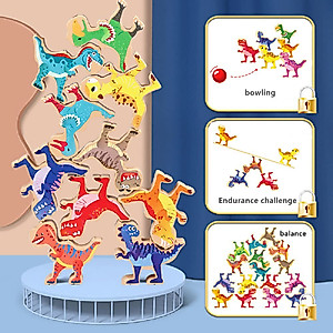 Dinosaur Stacking Toy Wooden Animal Puzzle Children's Dino Education Stacking Toy, Used in Children's Montessori Toys As Gifts for 3-7 Years Old Boys and Girls