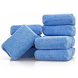 Fasmov 12 Pack Premium Grade Microfiber Applicator Pad, Microfiber Sponge, Car Wash Pads, Cleaning Pads, Blue