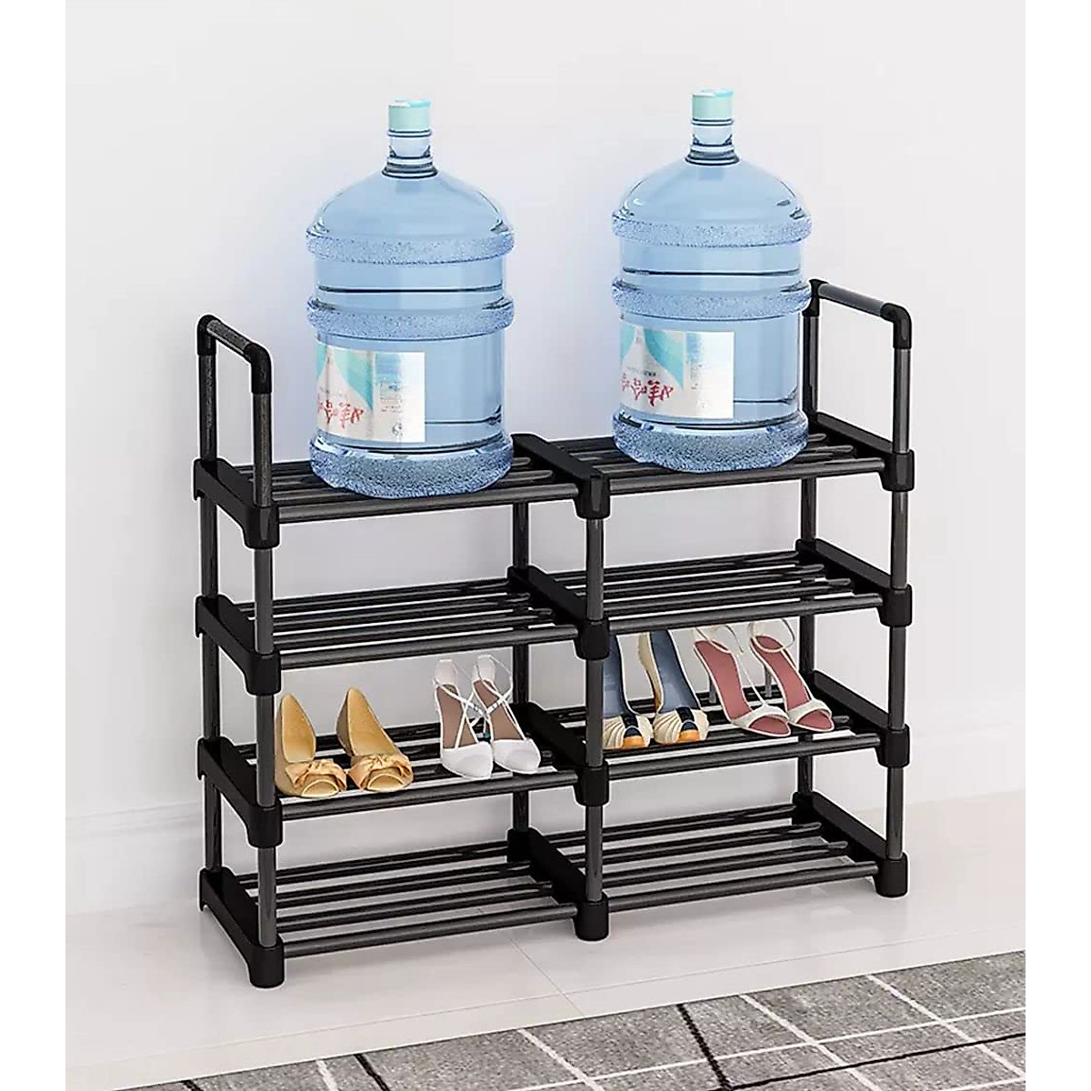 XIHAMA Shoe Rack 5 Tiers Tall Shoe Rack for Entryway 20-24 Pairs Shoe and Boots Sturdy Organizer Storage Shelf Space Saving Large Shoe Tower Durable Black Metal Stackable Shoe Cabinet