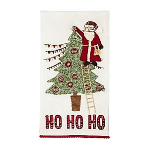 Mud Pie Embroidered Christmas Tea Towel, Ho Ho Ho, 26" x 18"