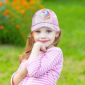 WAWSAM Kids Baseball Hat Unicorn Baseball Cap for Toddler Trucker Hat for Girls Ages 4-8 Adjustable Snapback Cap Pink