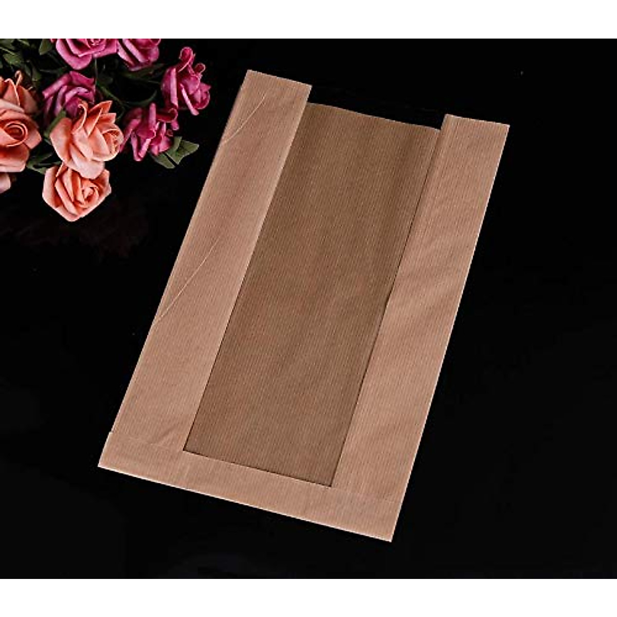 Funcoo Pack of 25 Paper Bread Loaf Bag Kraft Food Packaging Storage Bakery Bag with Front Window, Label Seal sticker included (14'' X 8.3'' X 3.5'')