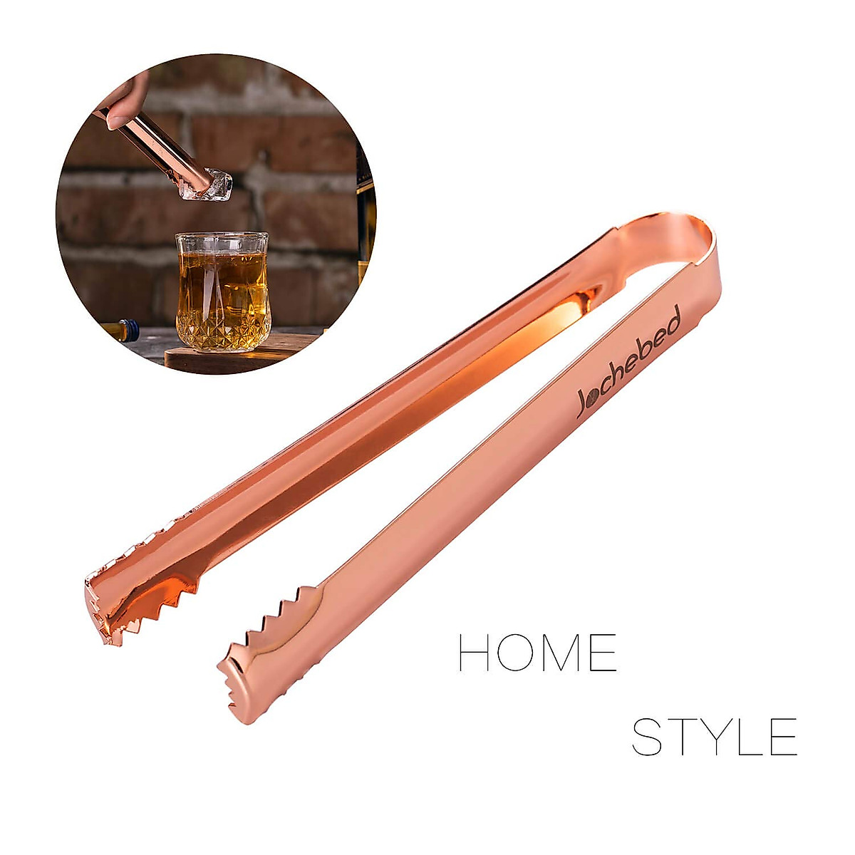 Stainless Steel Ice Bucket Tongs - Mini Serving Tongs Metal Appetizers Tongs for Serving Ice Sugar Whiskey Rock Dessert (Rose Gold)