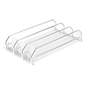 uxcell 3pcs Drink Organizer for Refrigerator, Self-Pushing Soda Can Organizer Width Adjustable Drink Dispenser Beverage Pusher for Fridge Pantry, White