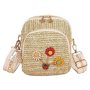 TENDYCOCO Crossbody Bag Straw Woven Purses and Handbags Convertible Shoulder Bag for Women Bucket Bag