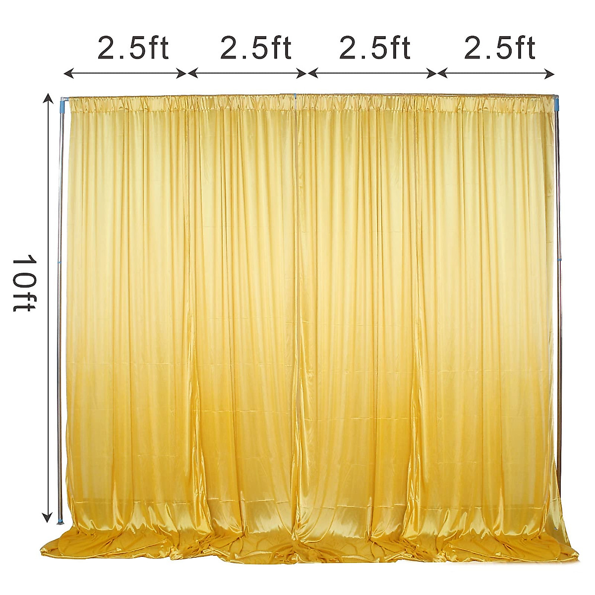 SweetEasy 2pcs 5ftx10ft Curtain Backdrop Panels,Wrinkle Free Fabric, Drapes for Baby Shower Parties Weddings Birthday Party Photoshoot Background Decoration(Golden)