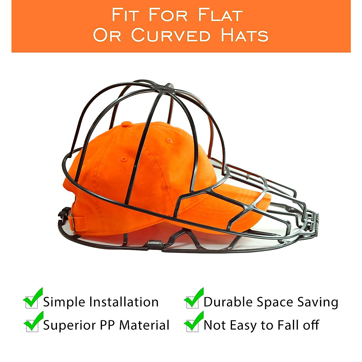 FourHare Hat Washer Cage-Hat Cleaner for Baseball Caps for Washing Machine Fit for Adult, Kid's Baseball Caps, Hat Protector Racks for Washing Machine, 4Pack