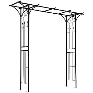 Giantex Garden Arbor Wedding Arch for Ceremony Party, Metal Trellis Archway for Climbing Plants Rose Grape Vines, Steel Frame Pergola Decoration for Backyard Patio Lawn Pathway, Easy to Assemble