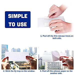 100 Count Window Fly Traps, Window Sticky Traps for Indoors, Clear Window Strip, Fly Catcher Trap for Home Houseflies, No Residue Fruit Fly Sticky Traps