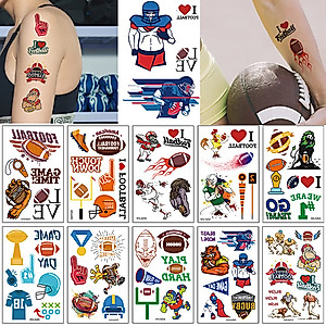 Temporary Tattoo, 60pcs Fake Tattoos Designs, Waterproof Body Art Stickers, Fan Games Event Tattoo Decorations, Party Favors Scholl Reward Prizes Supplies for Boys Girls Women Men 10 Sheets Football