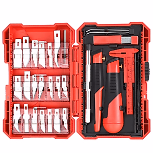 FASTPRO 40-Piece Precision Hobby Knife Set, 3pcs Craft Knife with 33pcs Blades, Exacto Knife Set Included Tweezers, Grindstone, Steel Ruler, Vernier Caliper and Storage Case